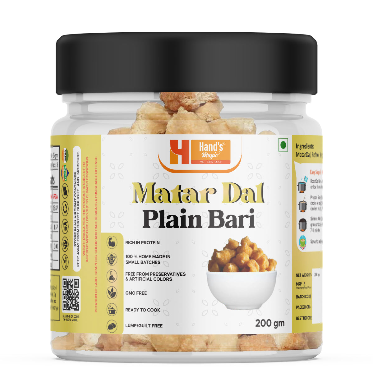 Hand's Magic Matar Dal Plain Bari – Traditional Protein-Rich Lentil Du ...